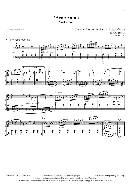 l'Arabesque Original version - Piano - Partitions - Cantorion ...